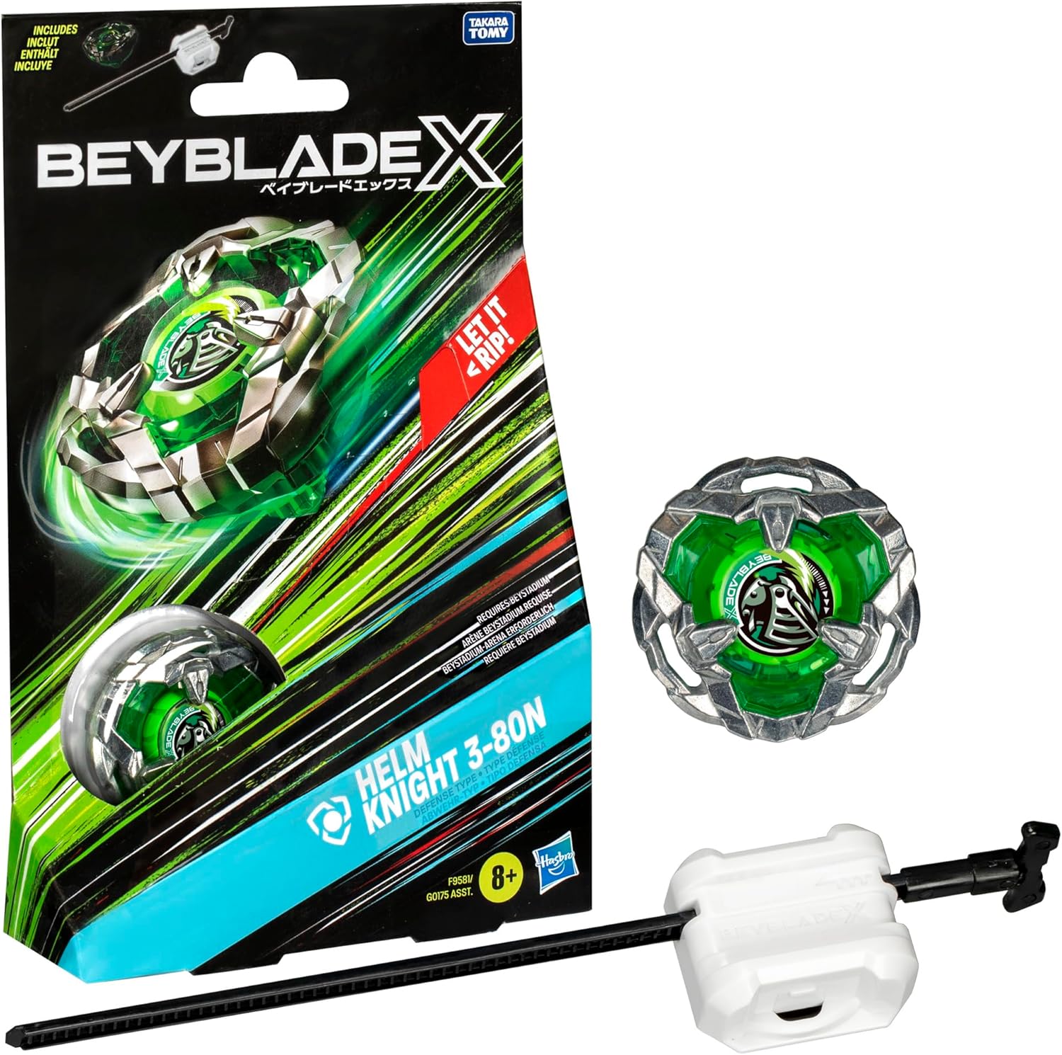 Beyblade X Helm Knight 3-80N Starter Pack Set with Defense Type Top ...